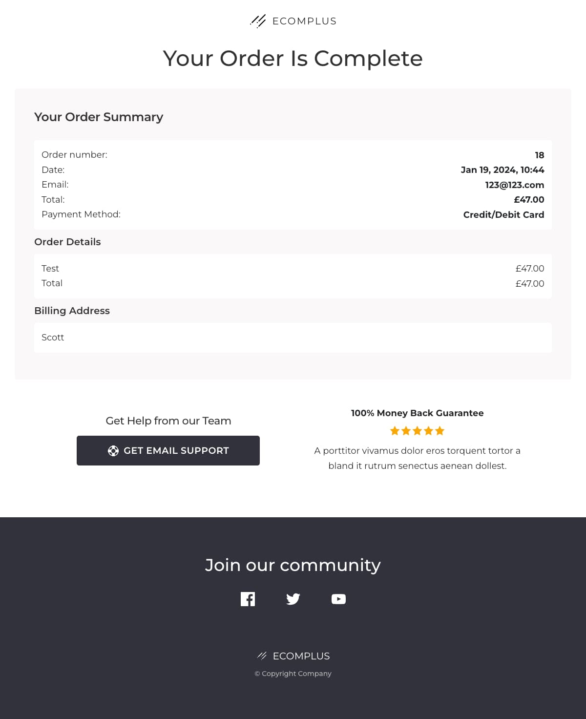 Ecomplus Checkout Confirmation Page Optimizepress