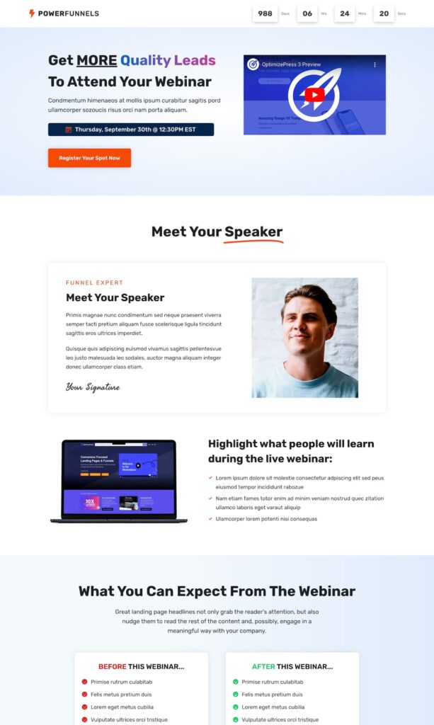 Powerfunnels Webinar Registration Page Optimizepress